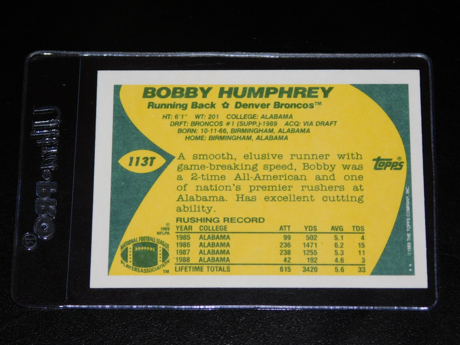 1989 TOPPS TRADED BOBBY HUMPHREY ROOKIE CARD #113T (Near Mint - Mint ...