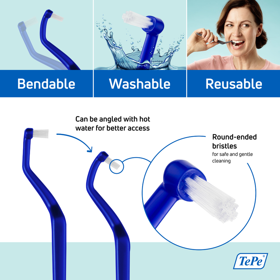 TEPE Universal Care Toothbrush – Angled for Braces, Retainers, Implants ...
