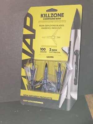 NAP KILLZONE COMPOUND BOW MECHANICAL BROADHEAD--REAR DEPLOYING--100 ...