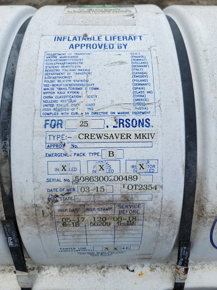 25 PERSON LIFERAFT CREWSAVER SURVITEC LIFE RAFT | eBay