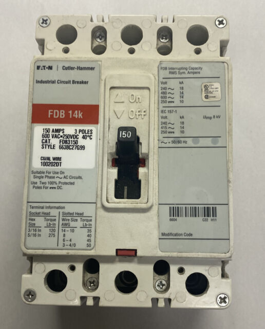 Eaton Cutler Hammer FDB3150 Molded Case Circuit Breaker for sale online ...
