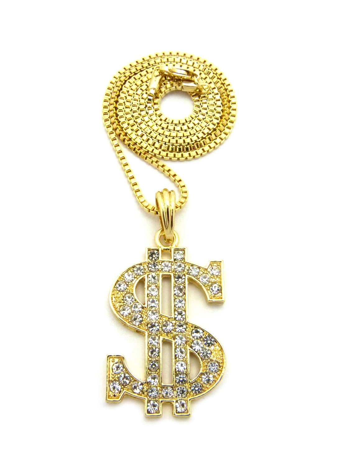 NEW DOLLAR SIGN PENDANT & 24" BOX/CUBAN/ROPE CHAIN HIP HOP NECKLACE ...