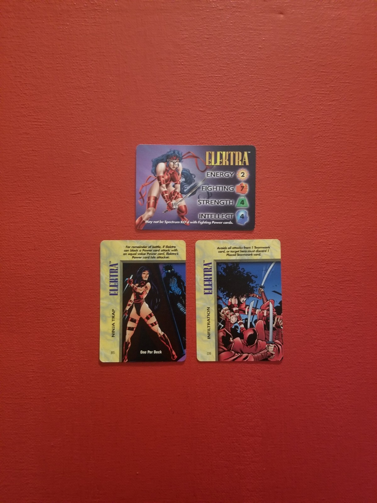 FLEER MARVEL IQ OVERPOWER - ELEKTRA GAME CARD SET OF 3 | eBay