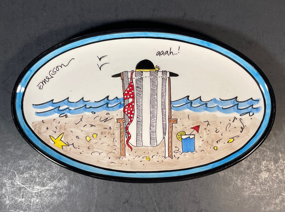 3 Beach Themed Oval Cocktail Dessert Plates 9" Emerson Signature ...