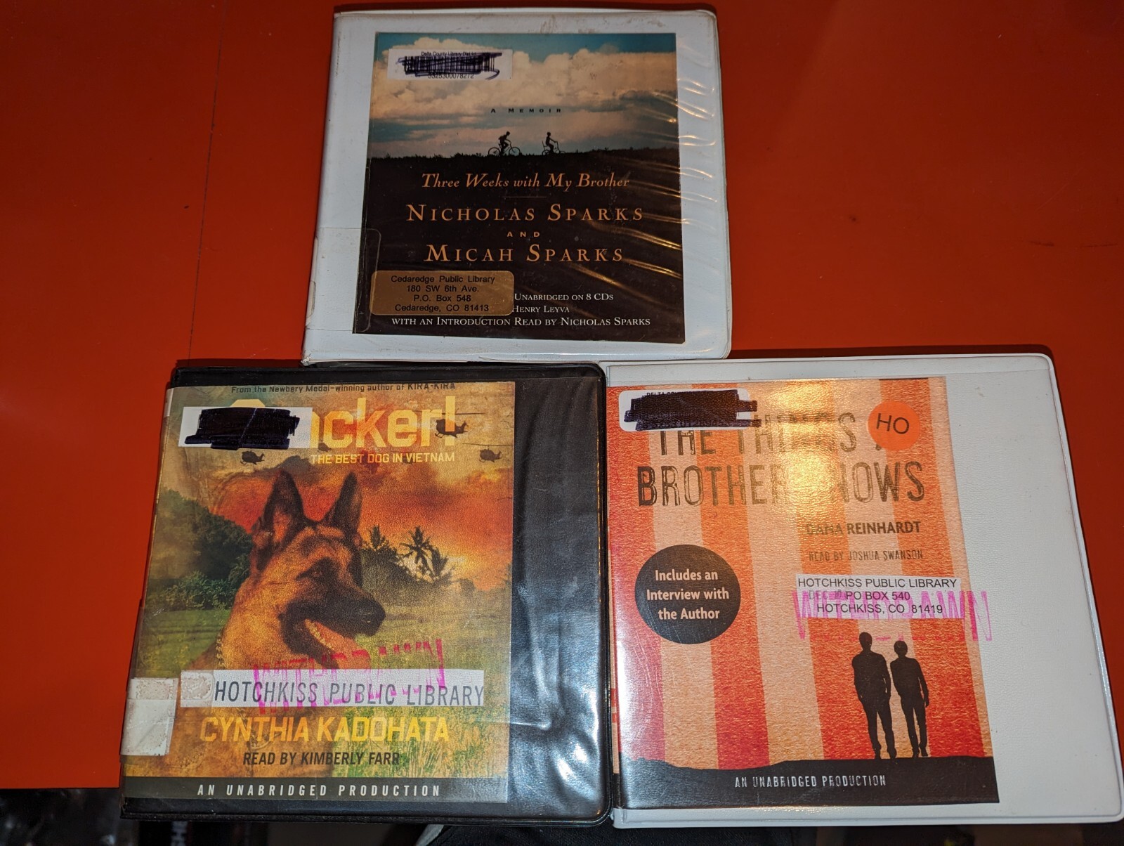 Lot of 3 CD Audio Books, Kadohata, Reinhardt, Nicholas Sparks | eBay