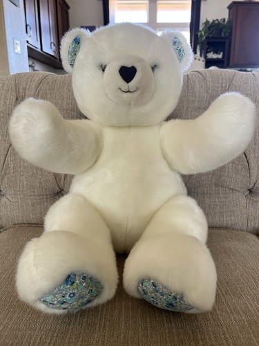 Pamplemousse Peluches • Robert the Bear • White • Blue Liberty Print ...