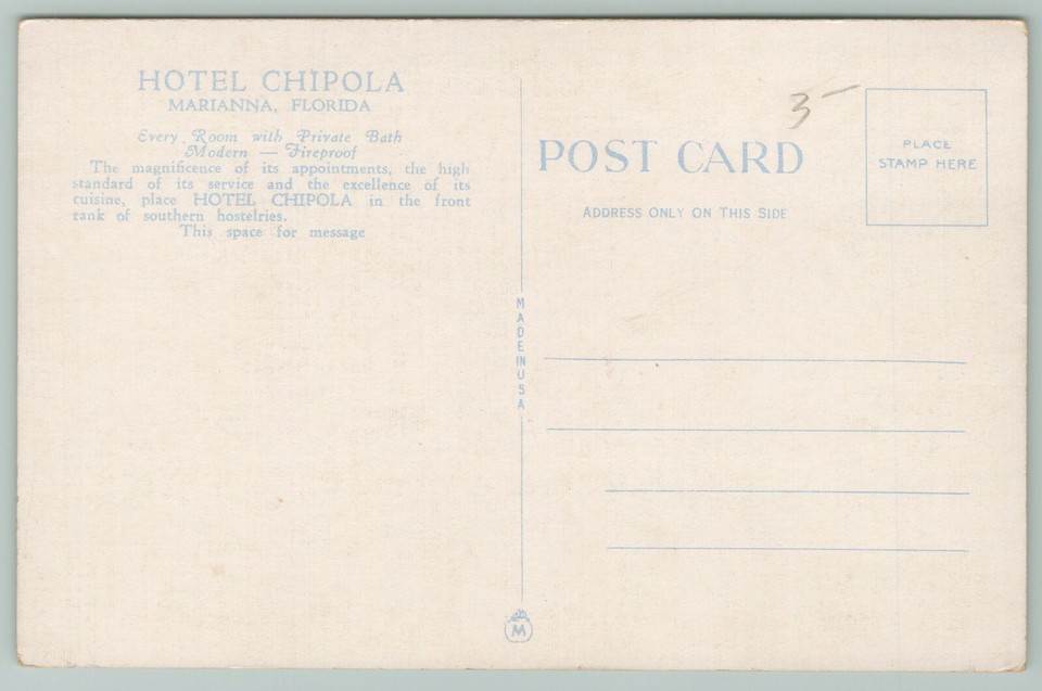 Marianna Florida~Fireproof Hotel Chipola~Obelisk Monument~c1930 PC | eBay