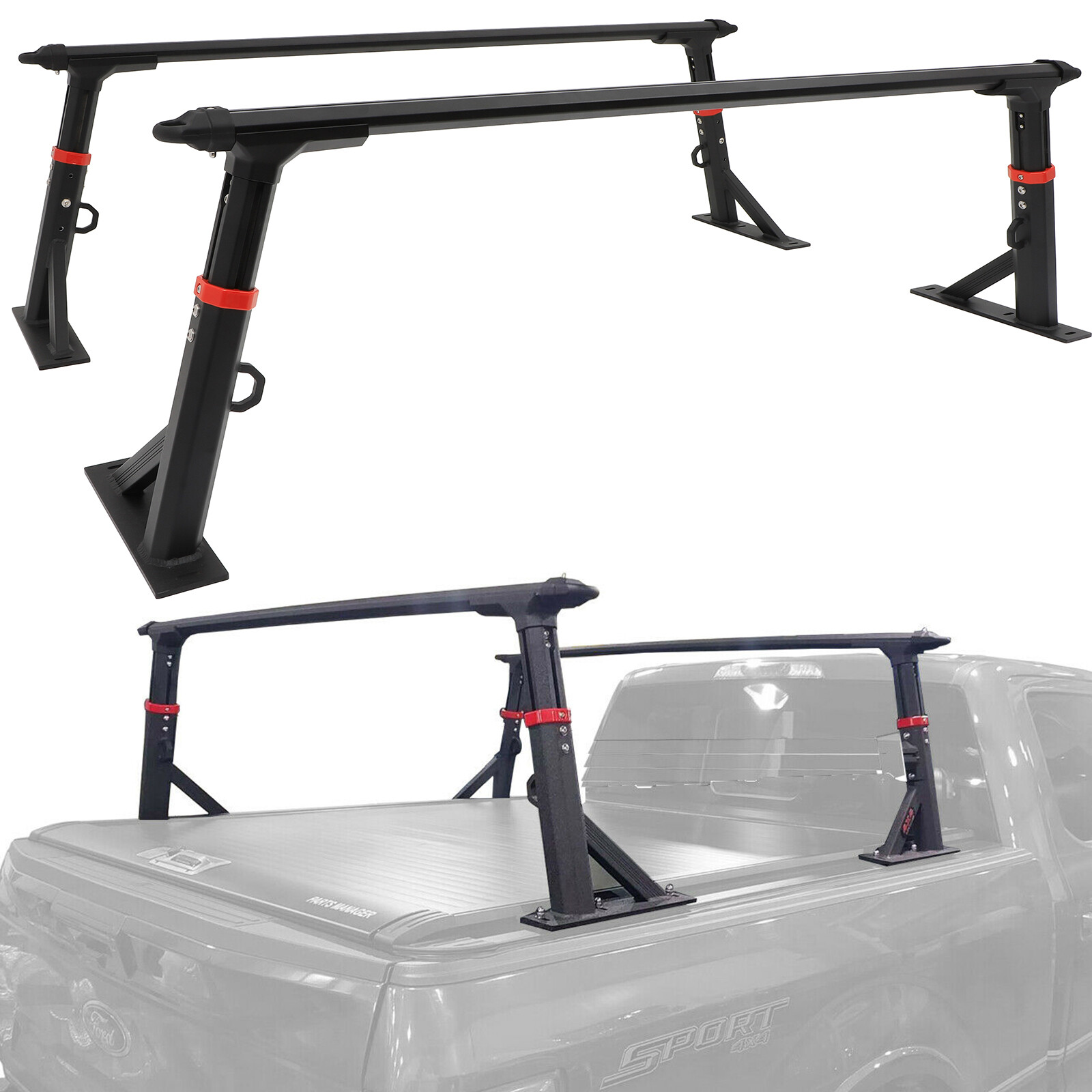 For Pickup Truck Bed Racks Rear Ladder Rack Adjustable Height Heavy ...