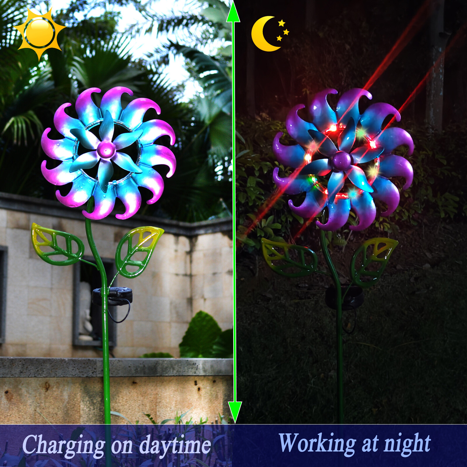 Solar Windmill Decorative Light 3D Iron Lighting Ornaments for ...