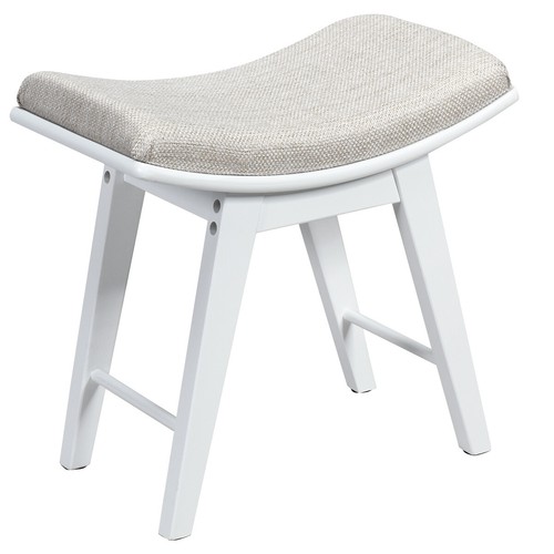 Vanity Stool Modern Dressing Makeup Stool w/ Concave Seat Rubberwood ...
