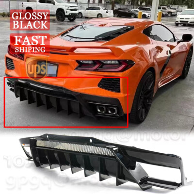 For Corvette C8 Z51 Stingray 20-2025 5VM Style Glossy Black Rear Bumper ...