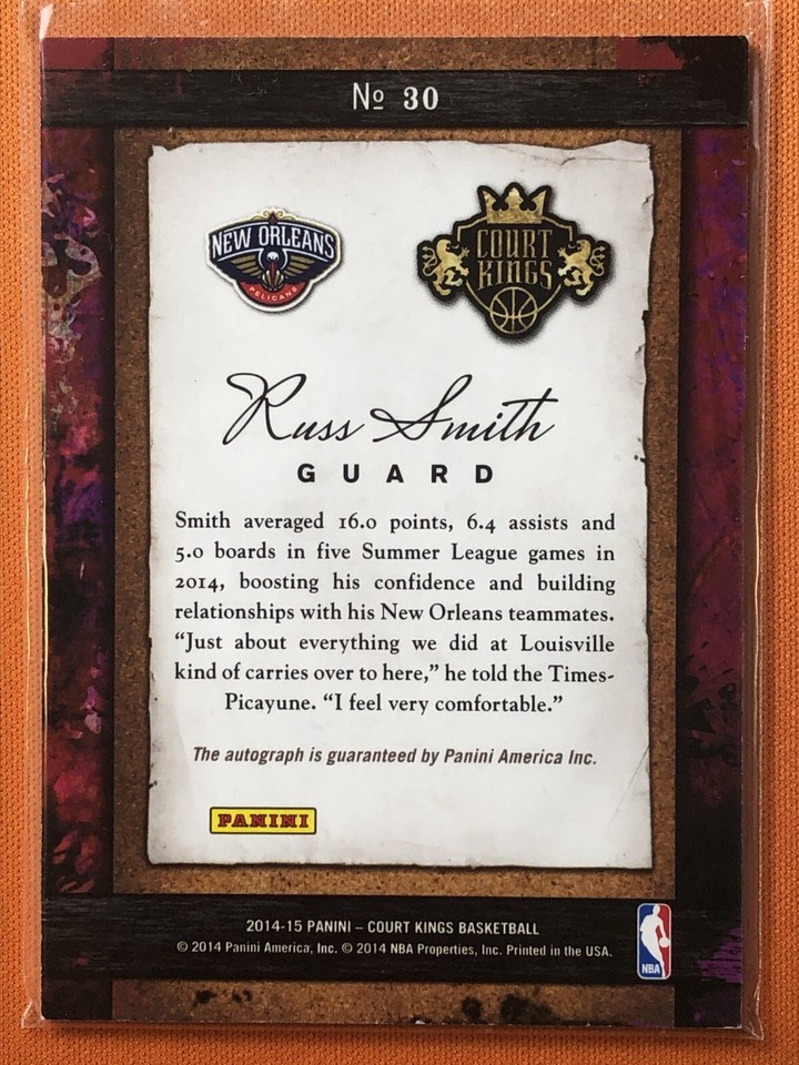 2014-15 Panini Court Kings Russ Smith #30 Remarkable Rookie Signatures ...