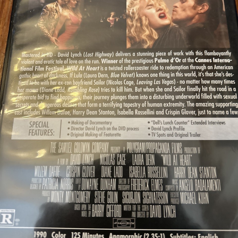 Wild at Heart DVD 1990 Kino Lorber David Lynch Nicolas Cage Laura Dern ...