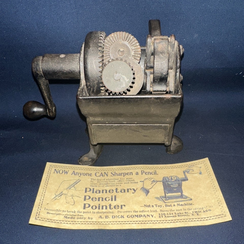 1896 AB Dick Company PLANETARY PENCIL POINTER Early Sharpener 3 Leg ...