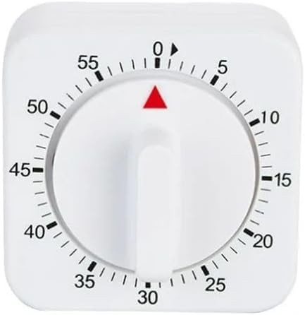 White Timer Clock 60-Minute Mechanical Kitchen Timer Wind up Visual ...