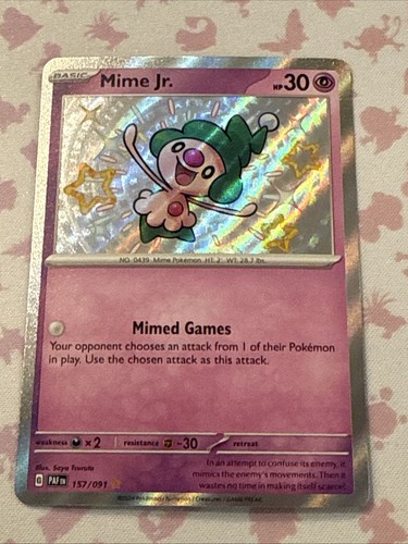 Shiny Mime Jr. 157/091 Sv: Paldean Fates Holo NM Pokémon Card | eBay