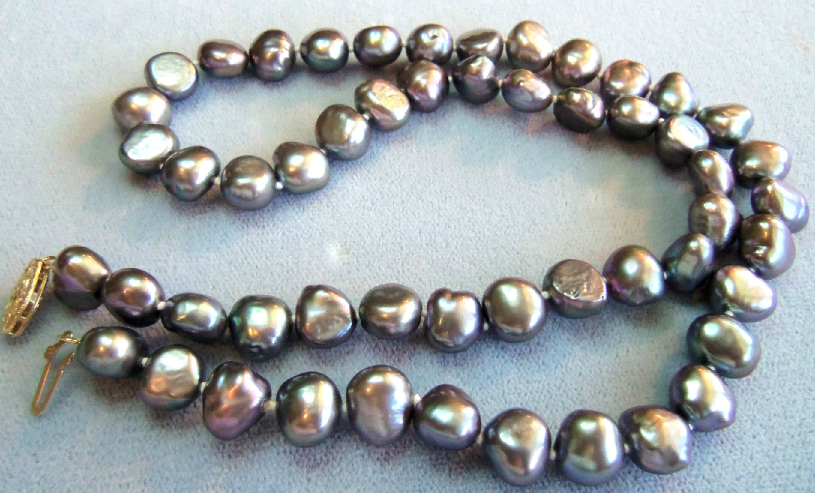 JCM JACMEL MAURITIUS 14K BLUEISH SILVER PEARL NECKLACE & BRACELET ...