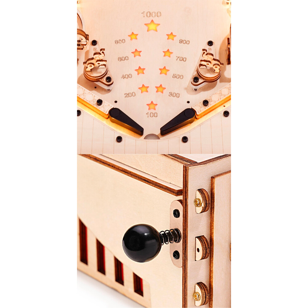 ROBOTIME ROKR 3D Pinball Machine Wooden Mechanical Puzzle Model Kit ...
