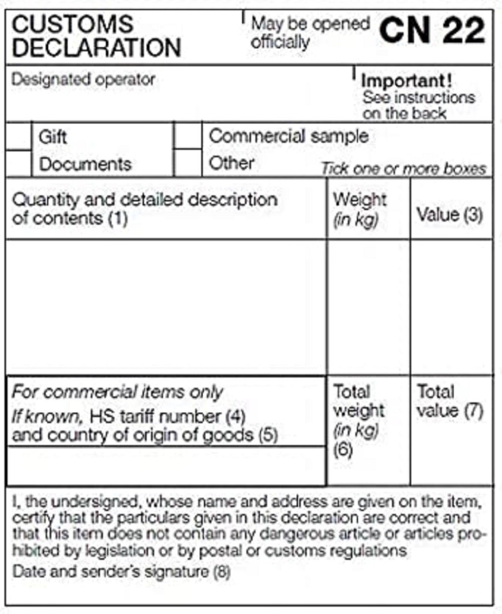 ROLL ROYAL MAIL CN22 CUSTOMS LABELS DECLARATION FORMS - EUROPE ...
