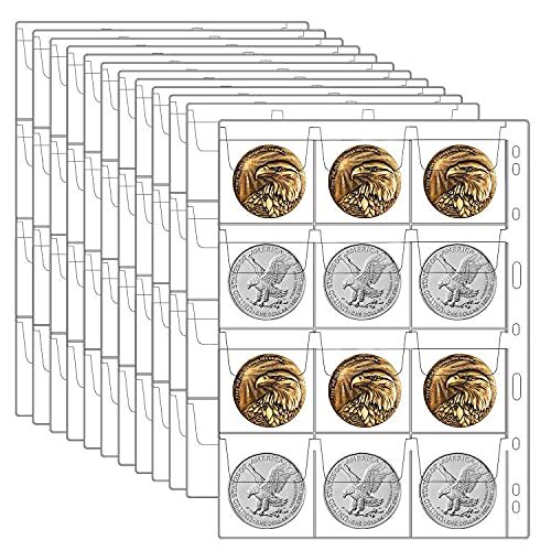 12 Sheets Coin Collection Supplies Pages Coins Collecting Book Album ...