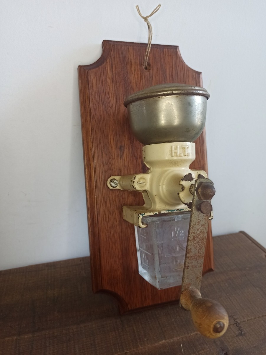 Wall Mounted Antique Coffee Grinder Blue And White Cast Iron Wall