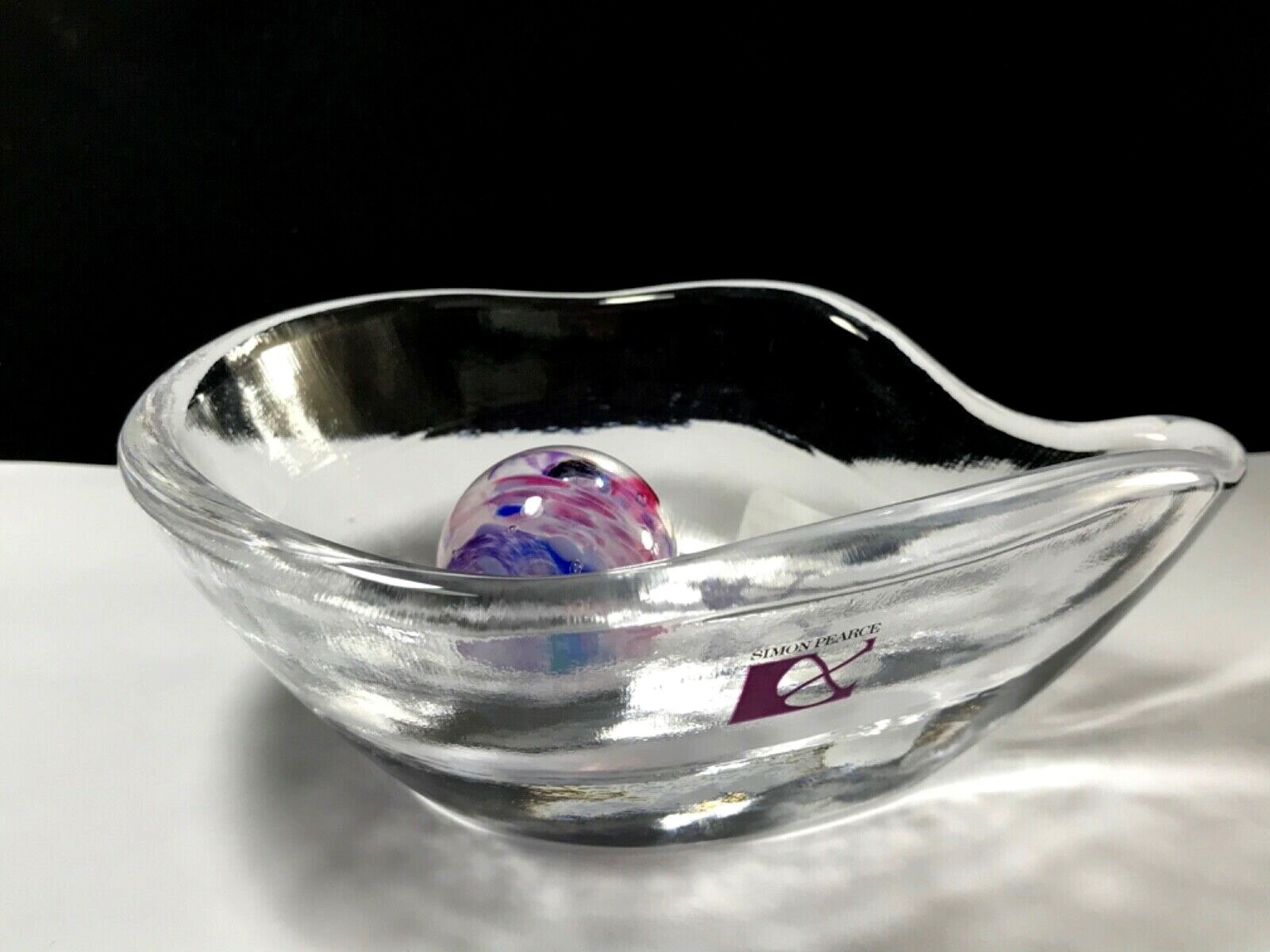 6" Simon Pearce Glass Teardrop Candy Snack Bowl Dish made USA | eBay