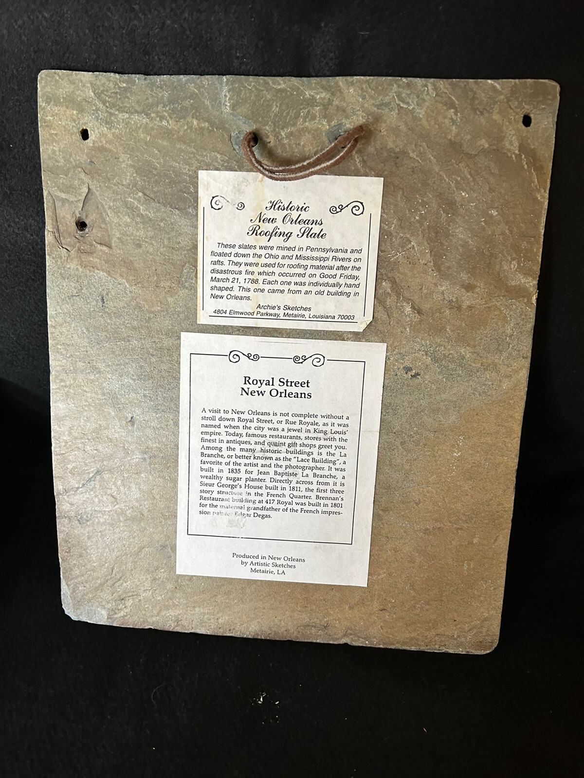 Vintage New Orleans Roofing Slate Tile Plaque Royal Street Scene | eBay