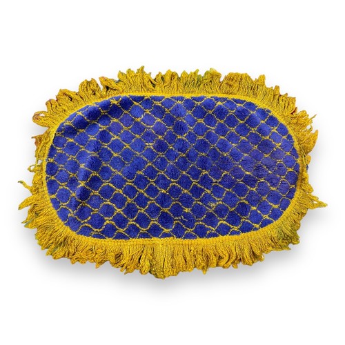 Vtg Gaudy MC Mustard Yellow Purple Oval Bath Bathroom Rug Mat Fringe ...