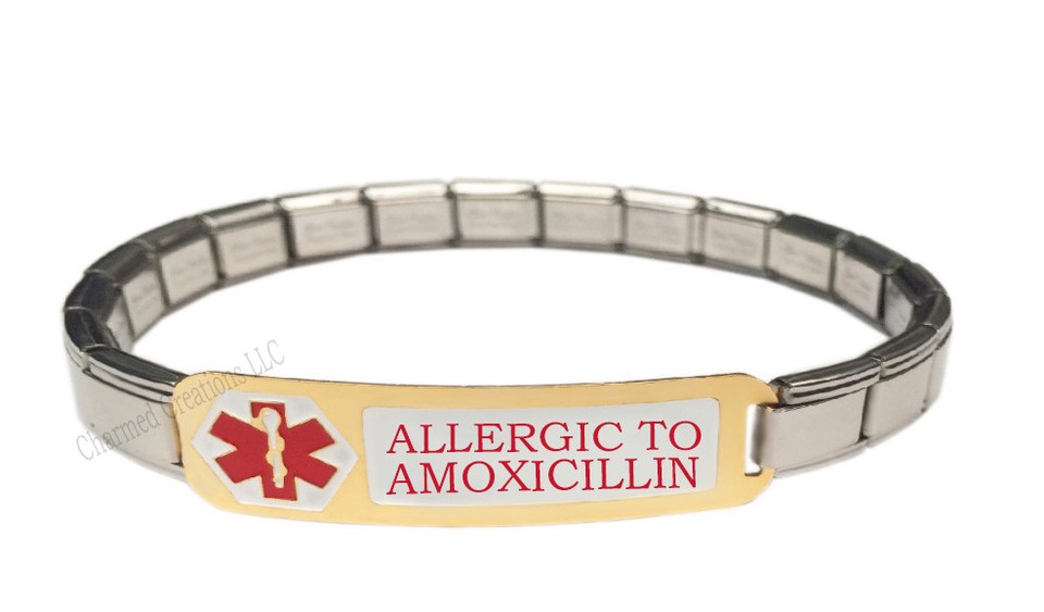 Allergic To Amoxicillin 9mm Italian Charm Medical Alert Shiny Starter ...