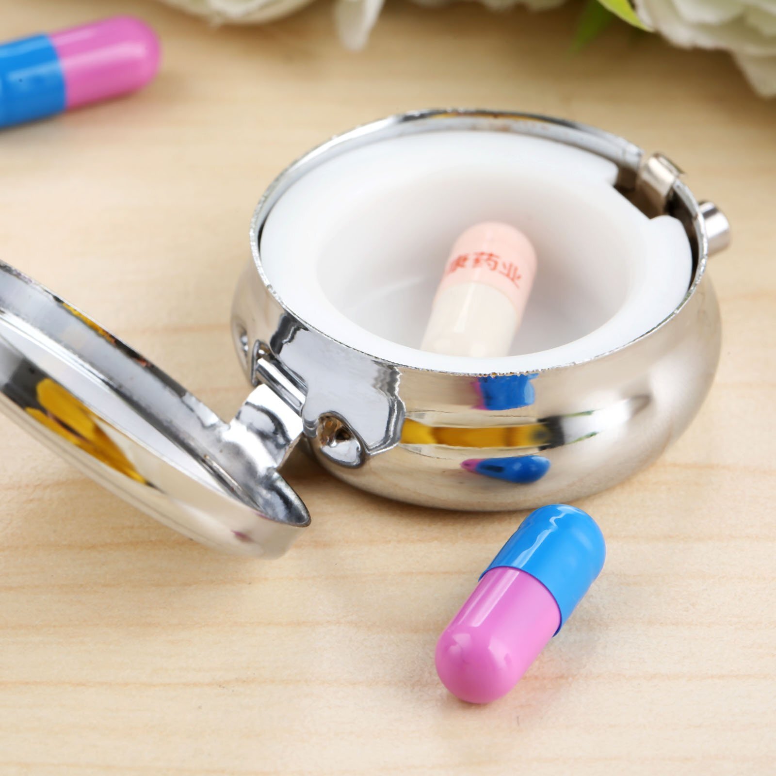 1/3pcs 35mm Metal Round Pill Box Medicine Organizer Container Case ...