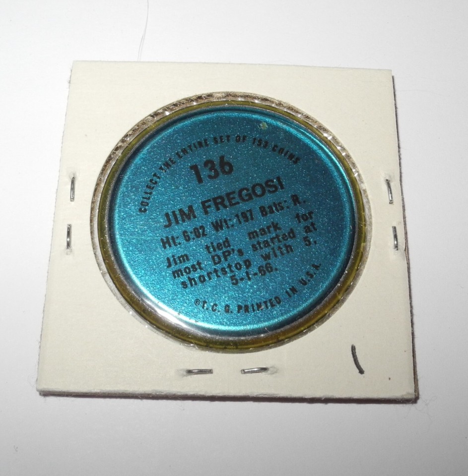 1971 Topps Baseball Coin Pin #136 Jim Fregosi California Angels NEAR ...