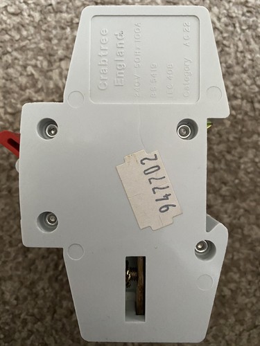 CRABTREE SB6000 100A AC22 DP 100 AMP BS5419 MAIN SWITCH DISCONNECTOR ...