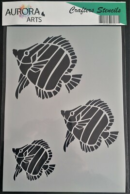 Stencil by Aurora Arts A4 Angel fish stencil set 190mic Mylar craft ...