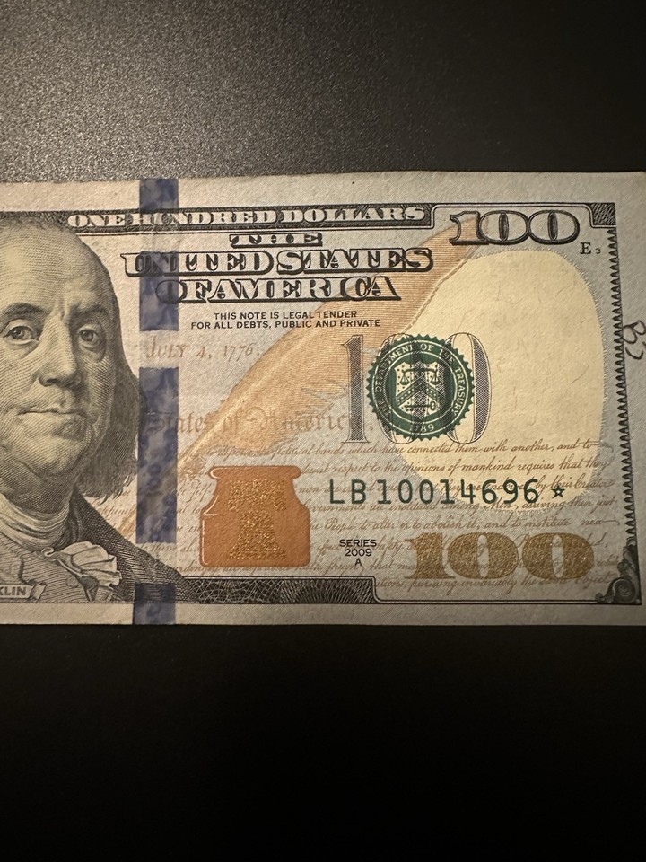 100 Dollars Star Note Rare On Start Look Up 2009a Lb10014696* | eBay