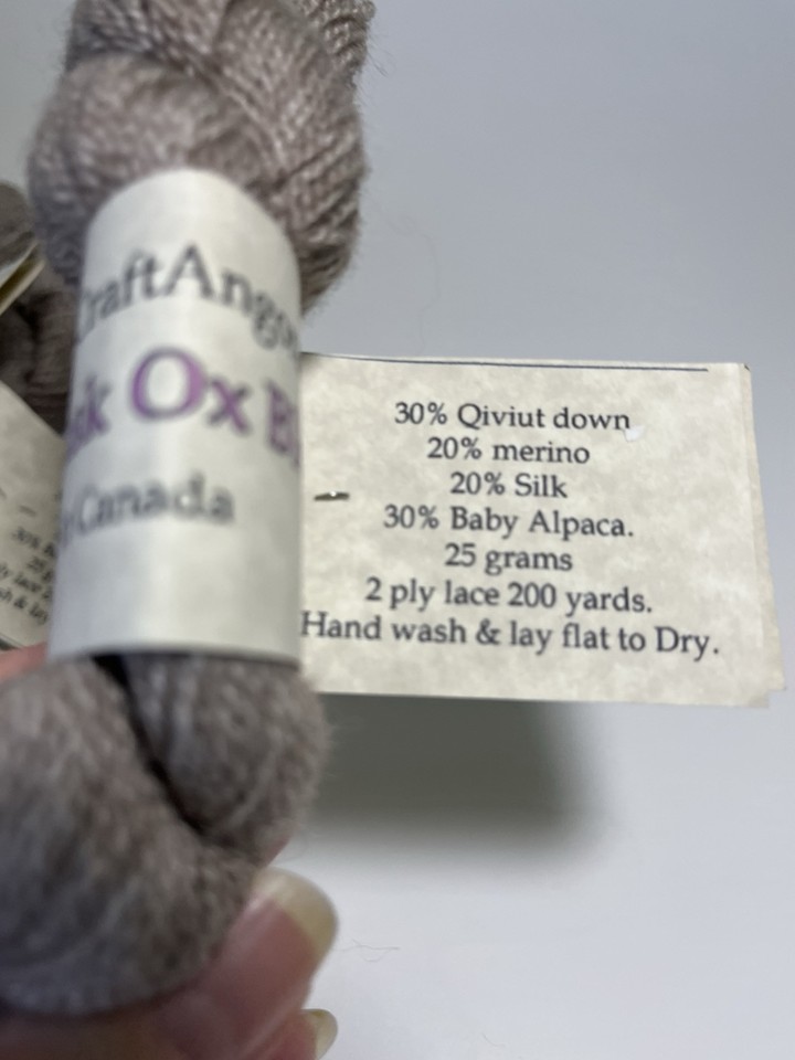 Artic Musk Ox Yarn Qiviut Down Merino Silk Yarn Cottage Craft Angora ...