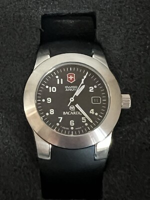 SWISS ARMY WATCH ORIGINAL PACKAGE STAINLESS BACARDI NIB - Needs Battery ...