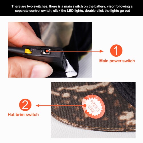 LEDs Baseball Cap with Lights Adjustable Strap Hat Fishing Camping ...