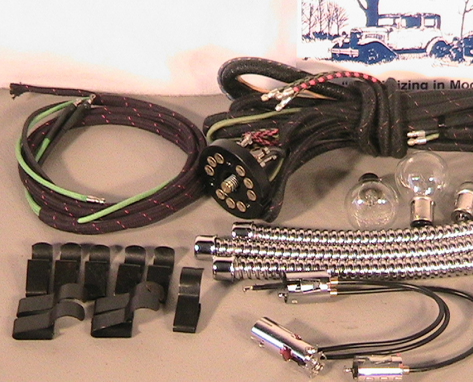 1928-1931 Ford Model A One Bulb Headlight & Taillight Wiring Package ...