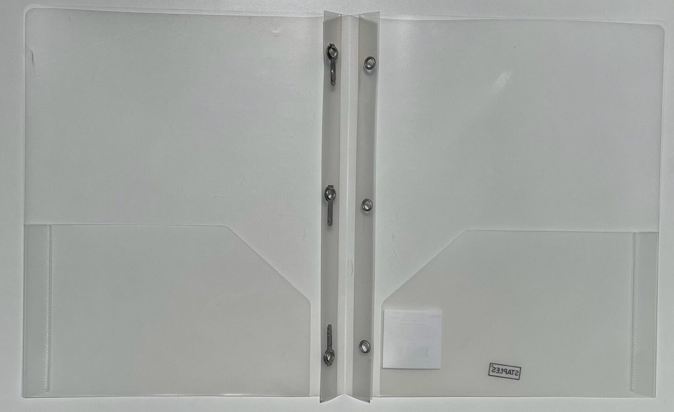 Staples 2-Pocket Translucent Poly Report Covers with Fastners | eBay