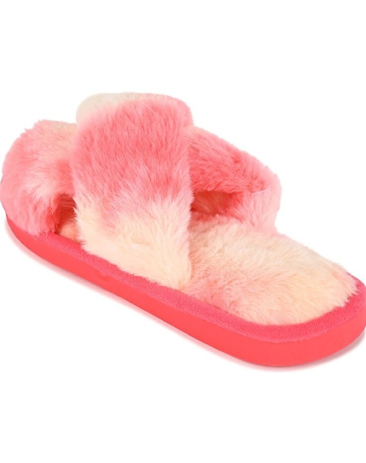 ASNY Fiona Women Cross Band Slippers Soft Plush Furry Cozy Open Toe ...