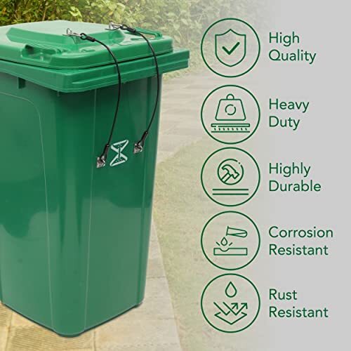 4-Pack Garbage Can Lock Trash Can Lock Kit with Nylon Coated Wire Ropes ...