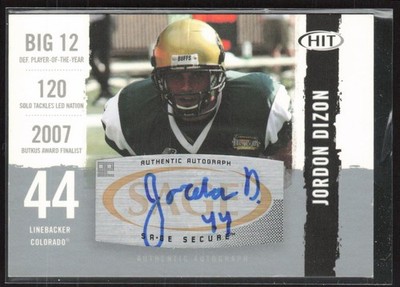 2008 SAGE HIT #A44 Jordon Dizon Auto Autographs Colorado Buffaloes (B2 ...