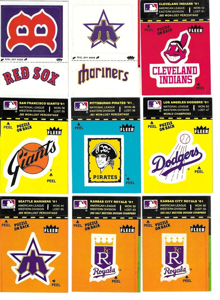 1980-1982 Fleer Baseball Team Logo Stickers - 45 card lot | eBay