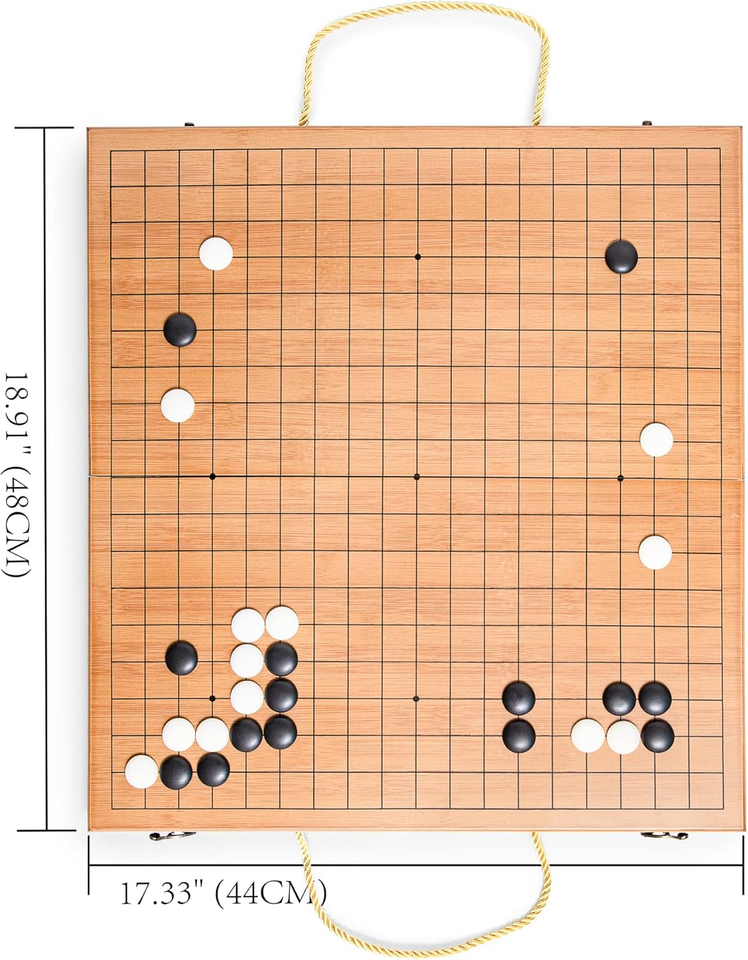 19 X19 Folding Go Game Set Board with and Bamboo Bowls and Imitation ...