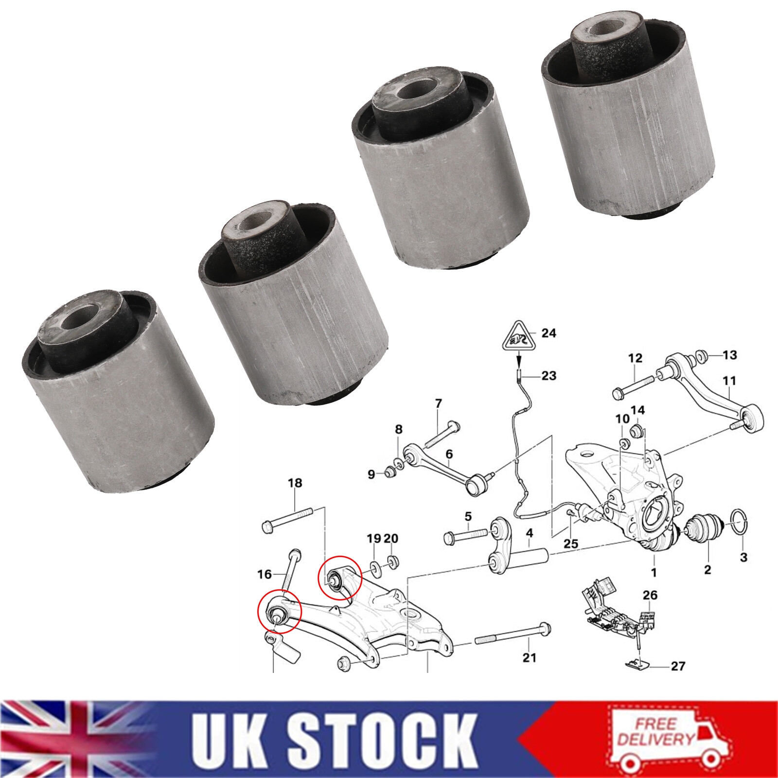 2x Rear Control Swing Arm Bushes Kit 33321095261 For BMW 5/6 Series X5 ...