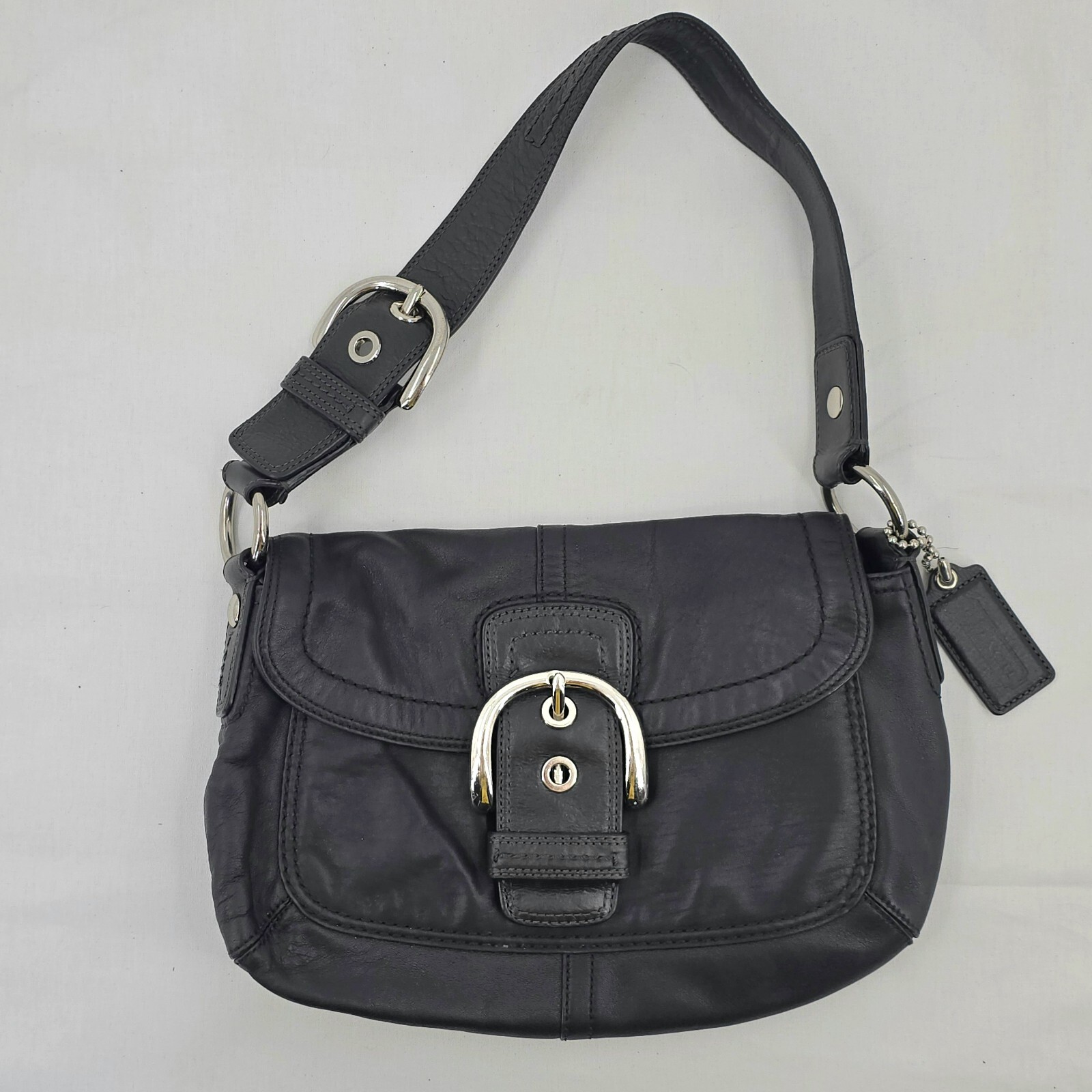 Coach Vintage Y2K Soho Black Leather Buckle Flap Shou… - Gem