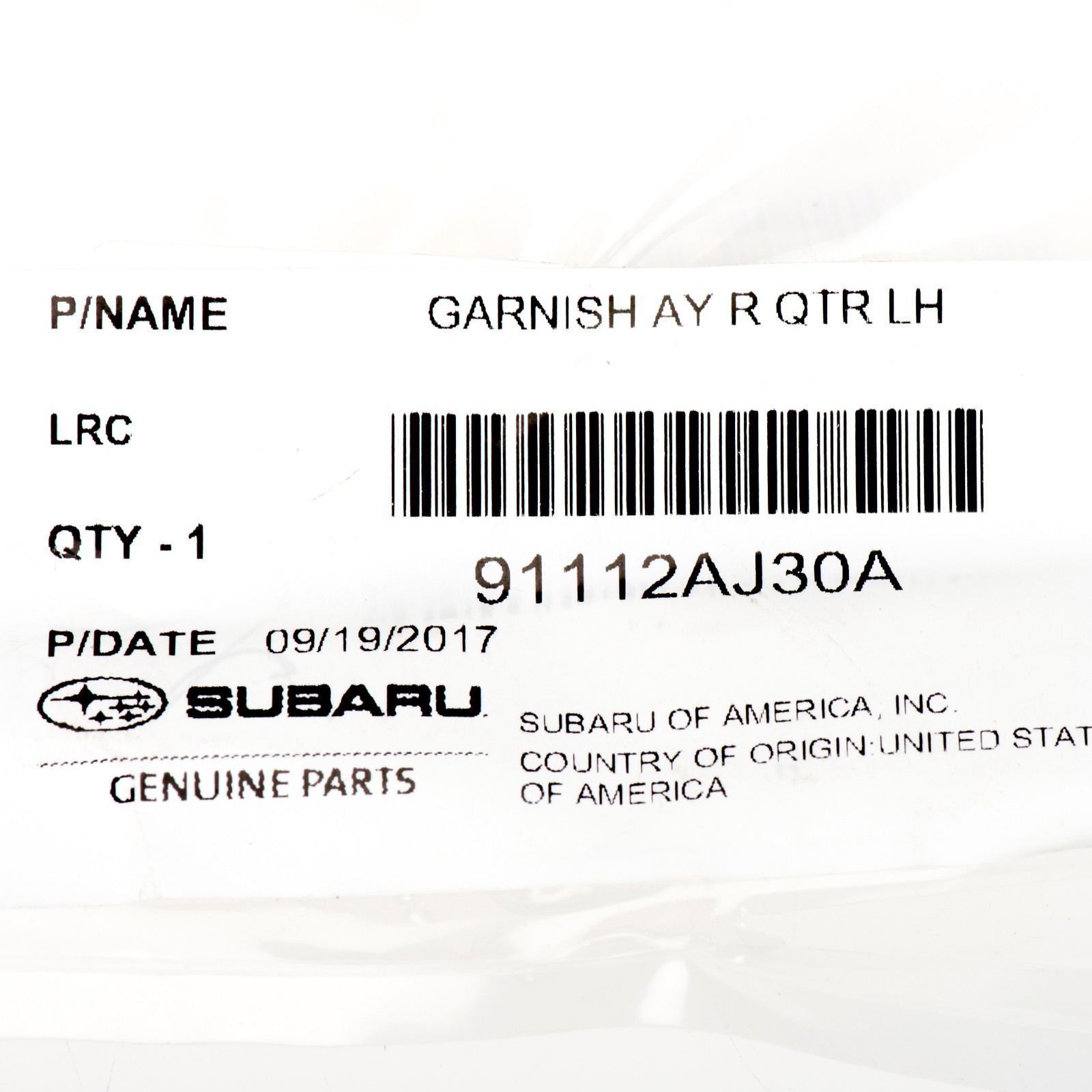 OEM 2010-2014 Subaru Outback Rear Left Side Quarter Panel Molding NEW ...