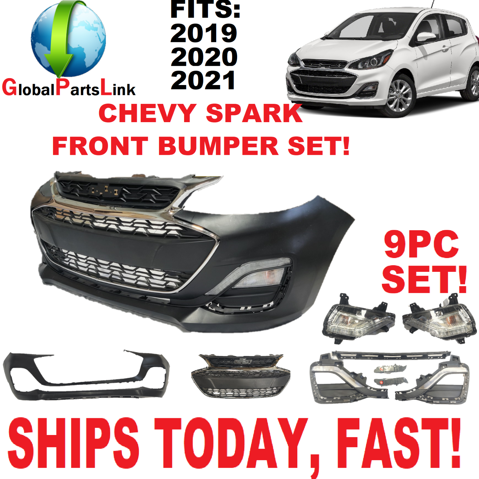2019 2020 2021 2022 FITS CHEVY SPARK FRONT BUMPER COMPLETE SET | eBay