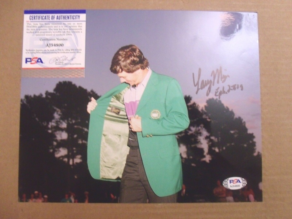 LARRY MIZE HAND SIGNED MASTERS GREEN JACKET COLOR 8X10 PHOTO PSA/DNA | eBay