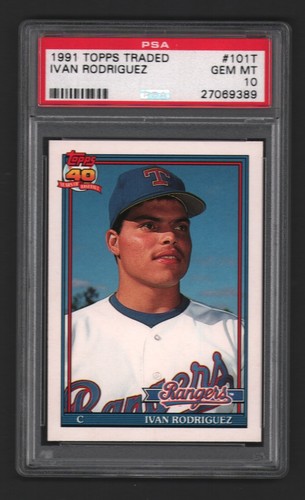 Ivan Rodriguez HOF 1991 Topps Traded #101T Rookie Card Rc PSA 10 Gem ...